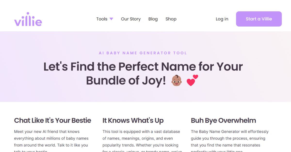 Try the AI-Powered Baby Name Generator - By Villie